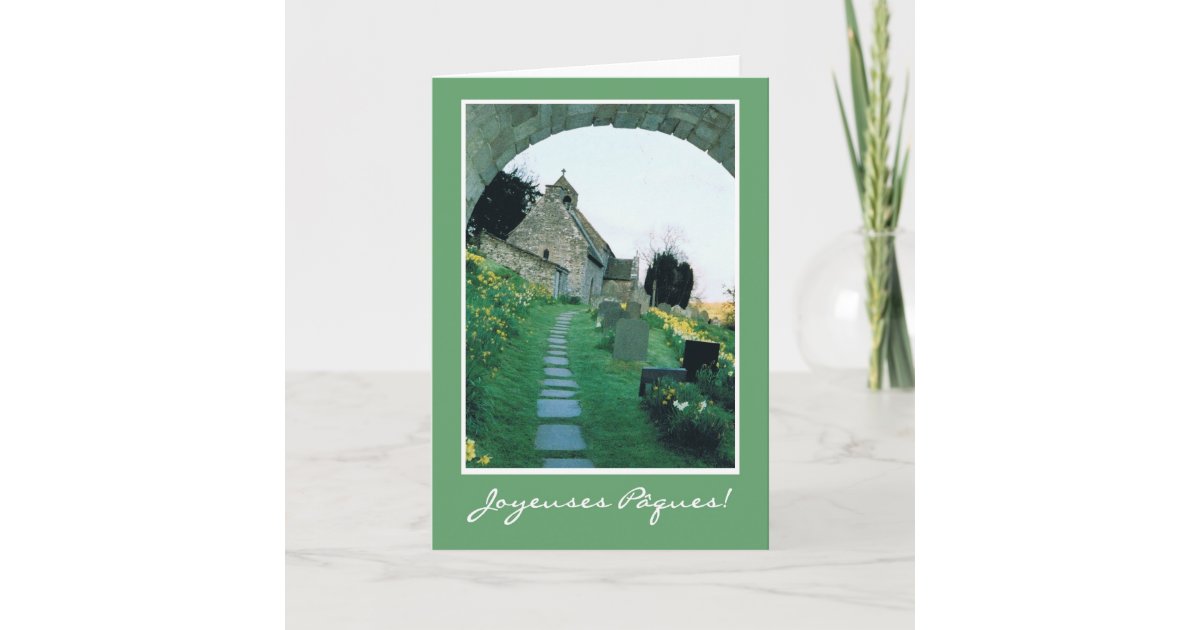 French Easter Card with Quaint Old Church | Zazzle