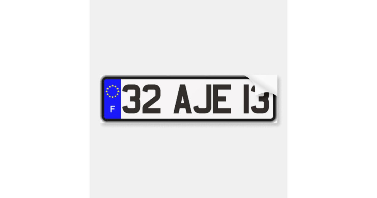 French Euro License Plate White Bumper Sticker | Zazzle