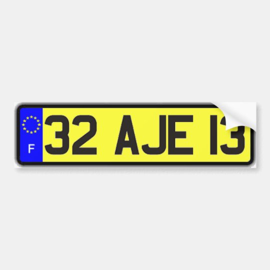 French Euro License Plate Yellow Bumper Sticker | Zazzle.com
