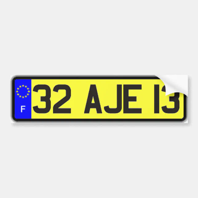 French Euro License Plate Yellow Bumper Sticker | Zazzle