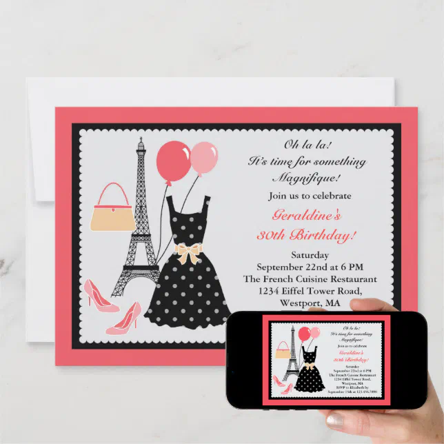French Fashion Birthday Invitation | Zazzle