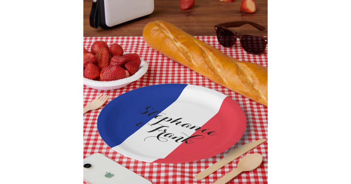 French Flag Colors Wedding Paper Plates | Zazzle