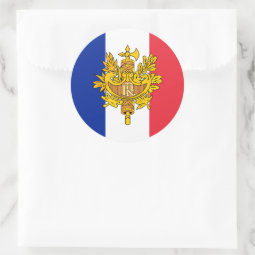 French Flag & Emblem, Flag of France Classic Round Sticker | Zazzle
