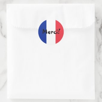 French Flag Thank You Merci! Classic Round Sticker | Zazzle