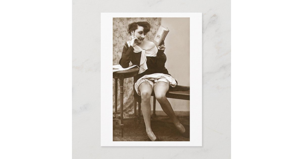 French Flirt - Vintage Pinup Girl Reading Postcard | Zazzle French Flirt - Vintage Pinup Girl Reading Postcard | Zazzle