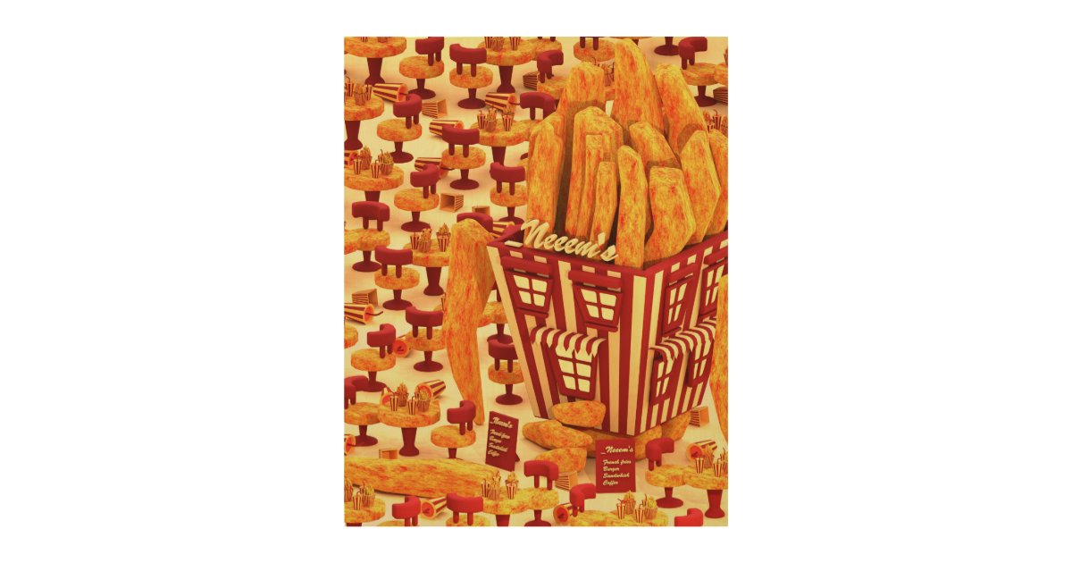 French Fries Cafe Wood Wall Art | Zazzle