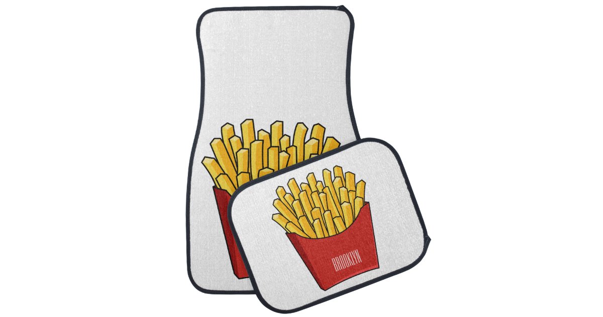 French fries cartoon illustration car floor mat | Zazzle