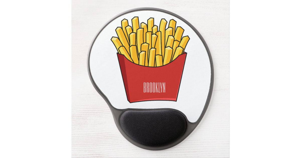 French fries cartoon illustration gel mouse pad | Zazzle