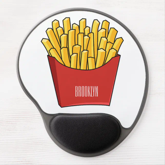 French fries cartoon illustration gel mouse pad | Zazzle