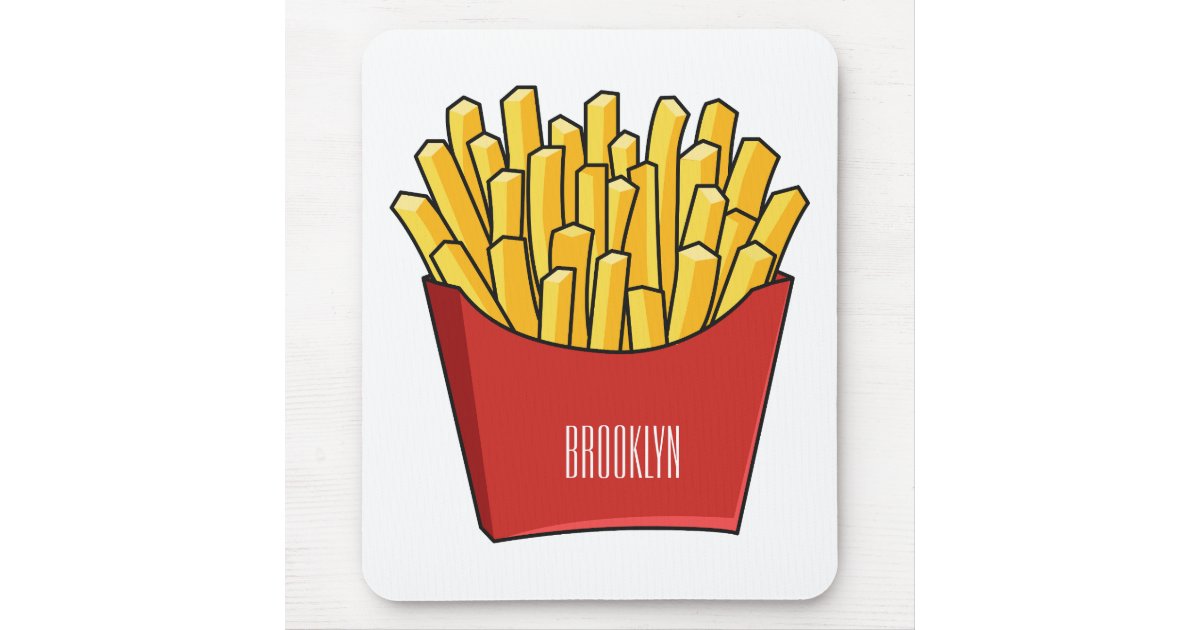 French fries cartoon illustration mouse pad | Zazzle