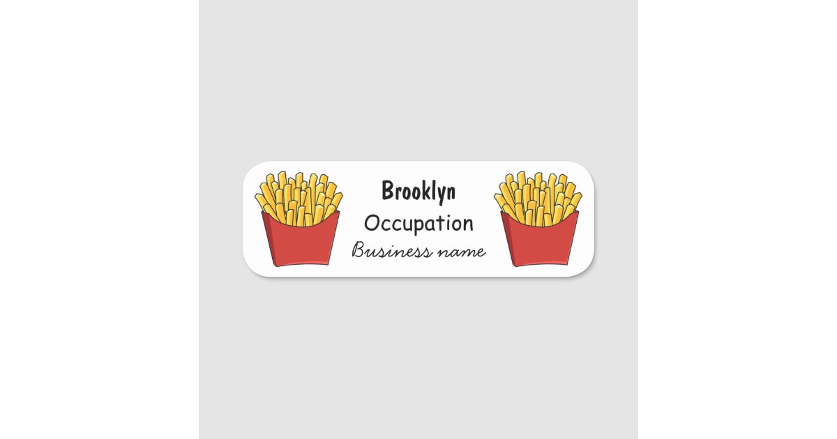 French fries cartoon illustration name tag | Zazzle