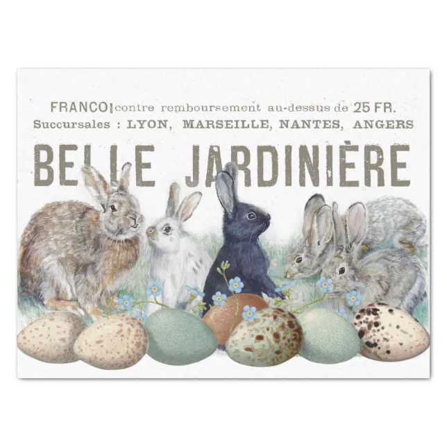 French Garden Bunny Rabbit Eggs Easter Decoupage Tissue Paper | Zazzle