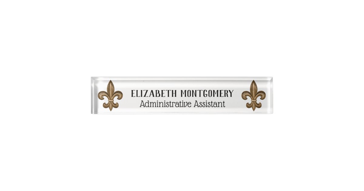 French Gold Fleur de Lis Desk Name Plate | Zazzle
