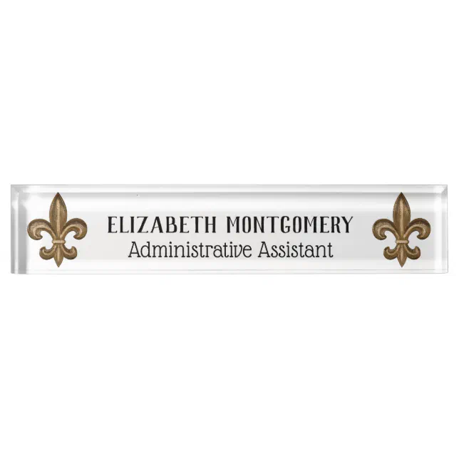 French Gold Fleur de Lis Desk Name Plate | Zazzle