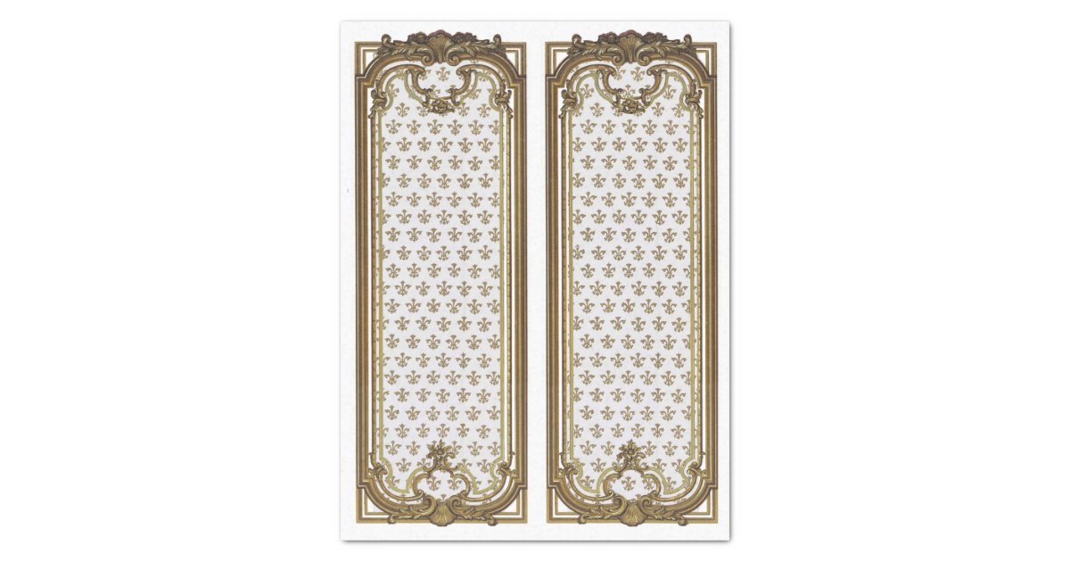 French Gold Frame Furniture Decoupage Fleur de Lis Tissue Paper | Zazzle