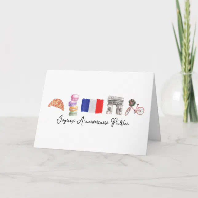 French Happy Birthday Paris, Joyeux Anniversaire Thank You Card | Zazzle