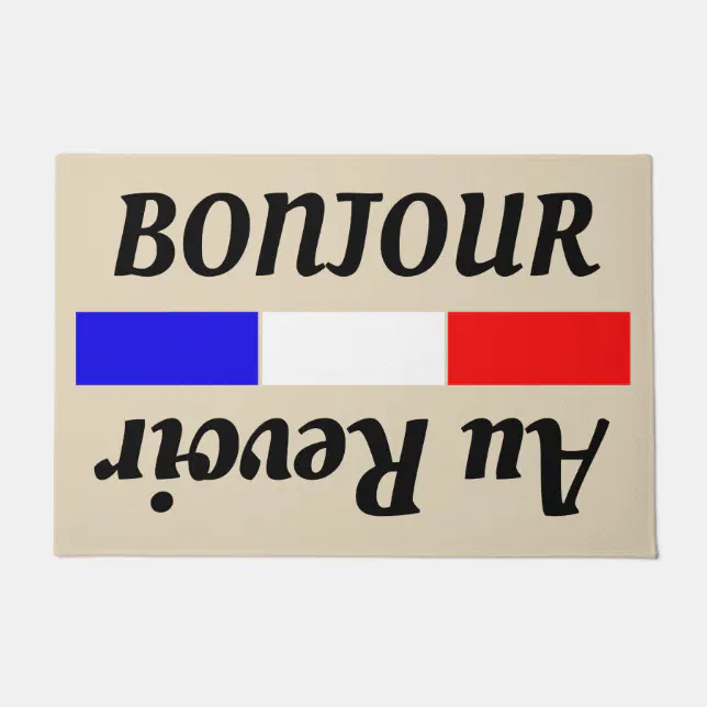 French Hello Goodbye Bonjour Au Revoir Doormat | Zazzle