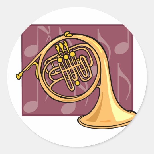 French Horn Classic Round Sticker | Zazzle.com