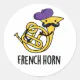 French Horn Funny Music Instrument Pun Classic Round Sticker | Zazzle