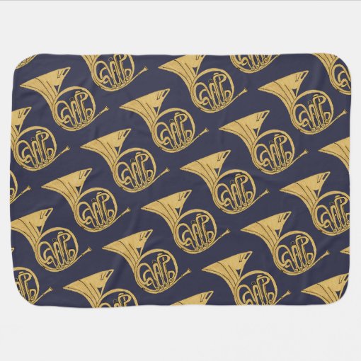 French Horn Instrument Drawing Reversible Swaddle Blanket | Zazzle