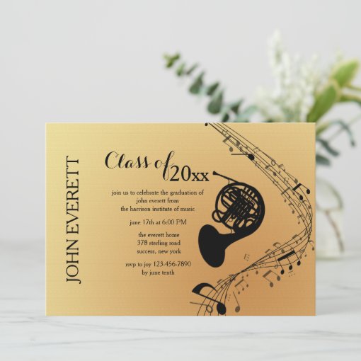 French Horn Musical Instrument Invitation | Zazzle