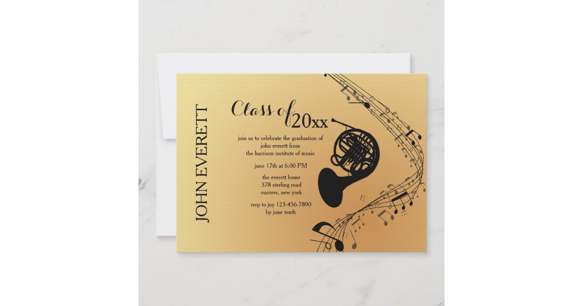 French Horn Musical Instrument Invitation | Zazzle