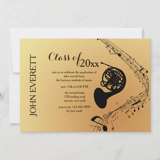 French Horn Musical Instrument Invitation | Zazzle