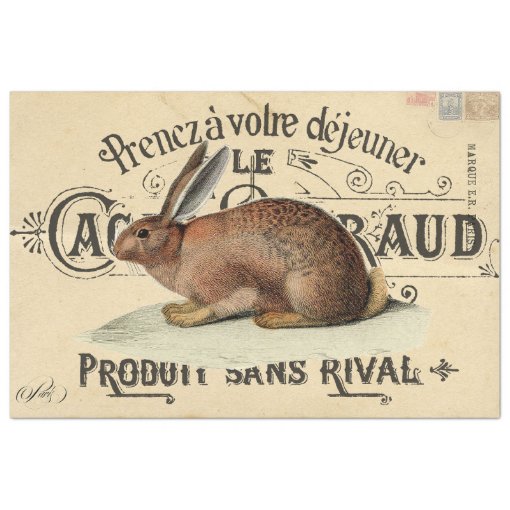 French Lapin de Cacao Brown Bunny Rabbit Decoupage Tissue Paper | Zazzle