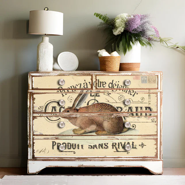 French Lapin de Cacao Brown Bunny Rabbit Decoupage Tissue Paper | Zazzle
