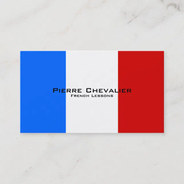 French Lessons / French Teacher / Flag of France Business Card | Zazzle