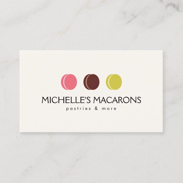FRENCH MACARON TRIO LOGO for Bakery, Pastry Chef Business Card | Zazzle