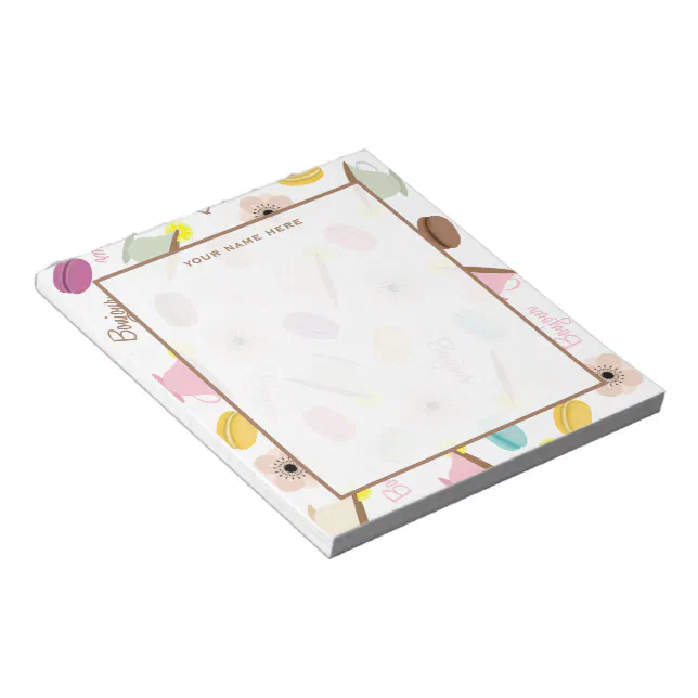 French Macarons Anemones & Teacups Notepad | Zazzle