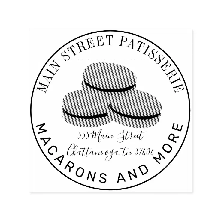 French Macarons Food Business Restaurant Address Self-inking Stamp | Zazzle