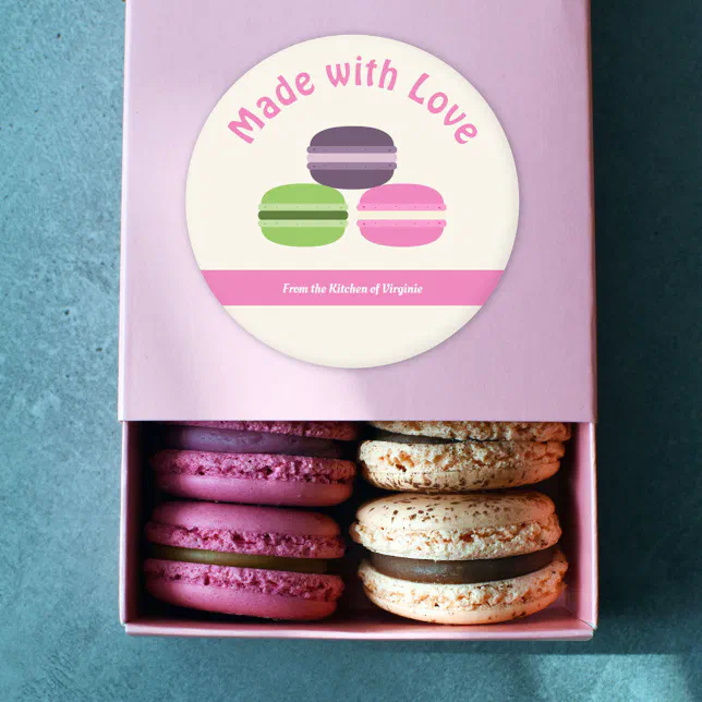 French Macarons Made with Love Label Sticker | Zazzle