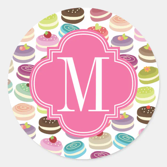 French Macarons Personalized Classic Round Sticker | Zazzle