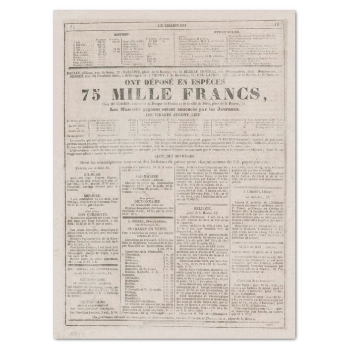French Newspaper Vintage Aged Decoupage Tissue Paper | Zazzle.com