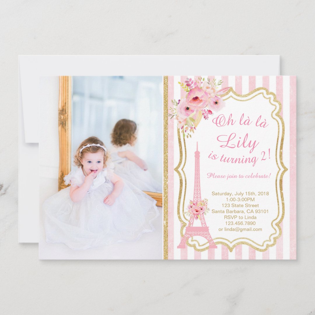 French Paris Birthday Invitation for Girl | Zazzle