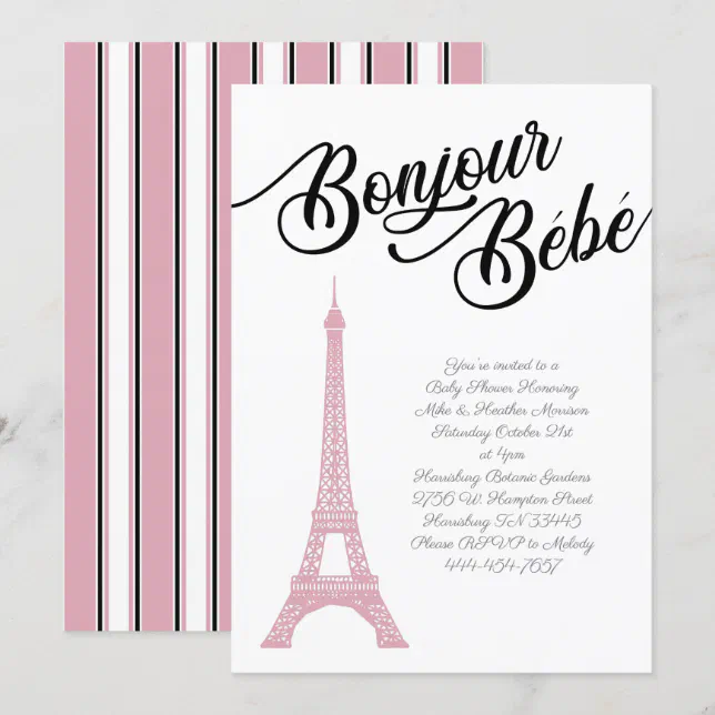 French Paris Pink Baby Shower Girl Parisienne Invitation | Zazzle