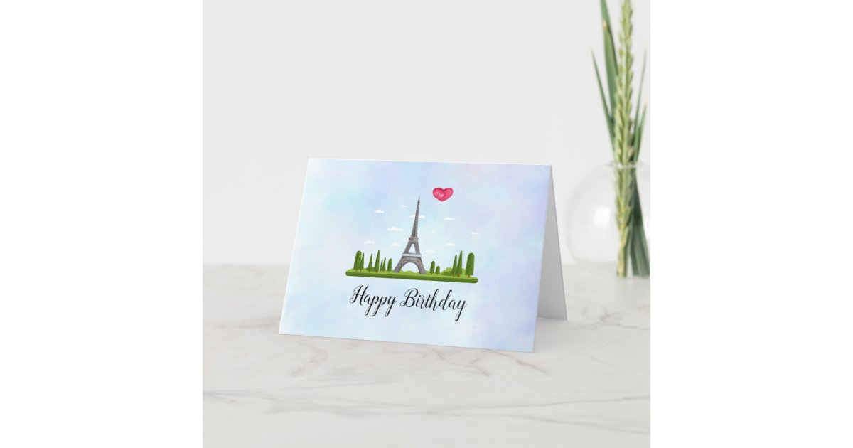 French Paris with Eiffel Tower Birthday Card | Zazzle