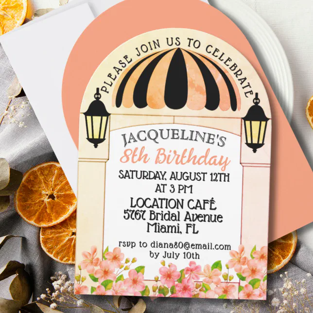 French Parisian theme Girls Birthday Invitation | Zazzle