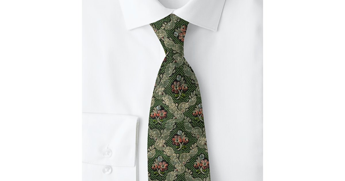French Pattern Green Renaissance Neck Tie | Zazzle