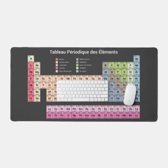 French Periodic Table of Elements Dark Desk Mat | Zazzle
