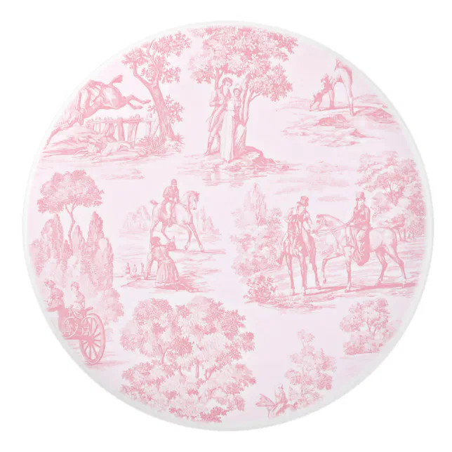 French Pink Toile de Juoy Vintage Pattern Ceramic Knob | Zazzle