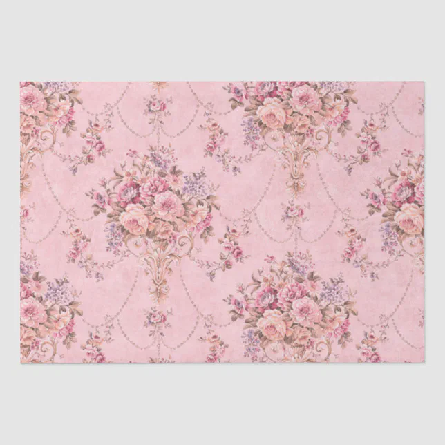 French Pink Victorian Style Floral Decoupage Tissue Paper | Zazzle