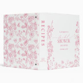 French Pink & White Victorian Bridal Shower Recipe 3 Ring Binder | Zazzle