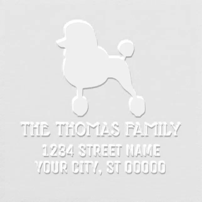French Poodle Dog Silhouette Name Return Address Embosser | Zazzle