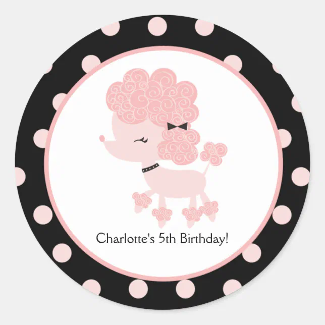 French Poodle Favor Sticker | Zazzle