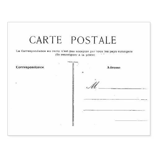 French Postcard Carte Postale Blank Template Rubber Stamp | Zazzle