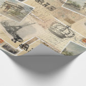 French Postcard Collage Wrapping Paper | Zazzle