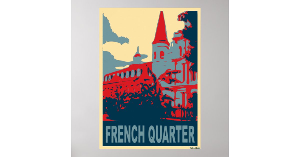 French Quarter in Blue Poster | Zazzle